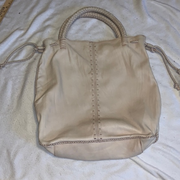Linea Pelle | Bags | Linea Pelle Ivory Leather Tote Bag Buttery Soft ...